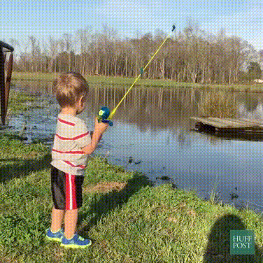 Little Boy Catches Fish with Toy Rod. | Viết bởi makeitmine
